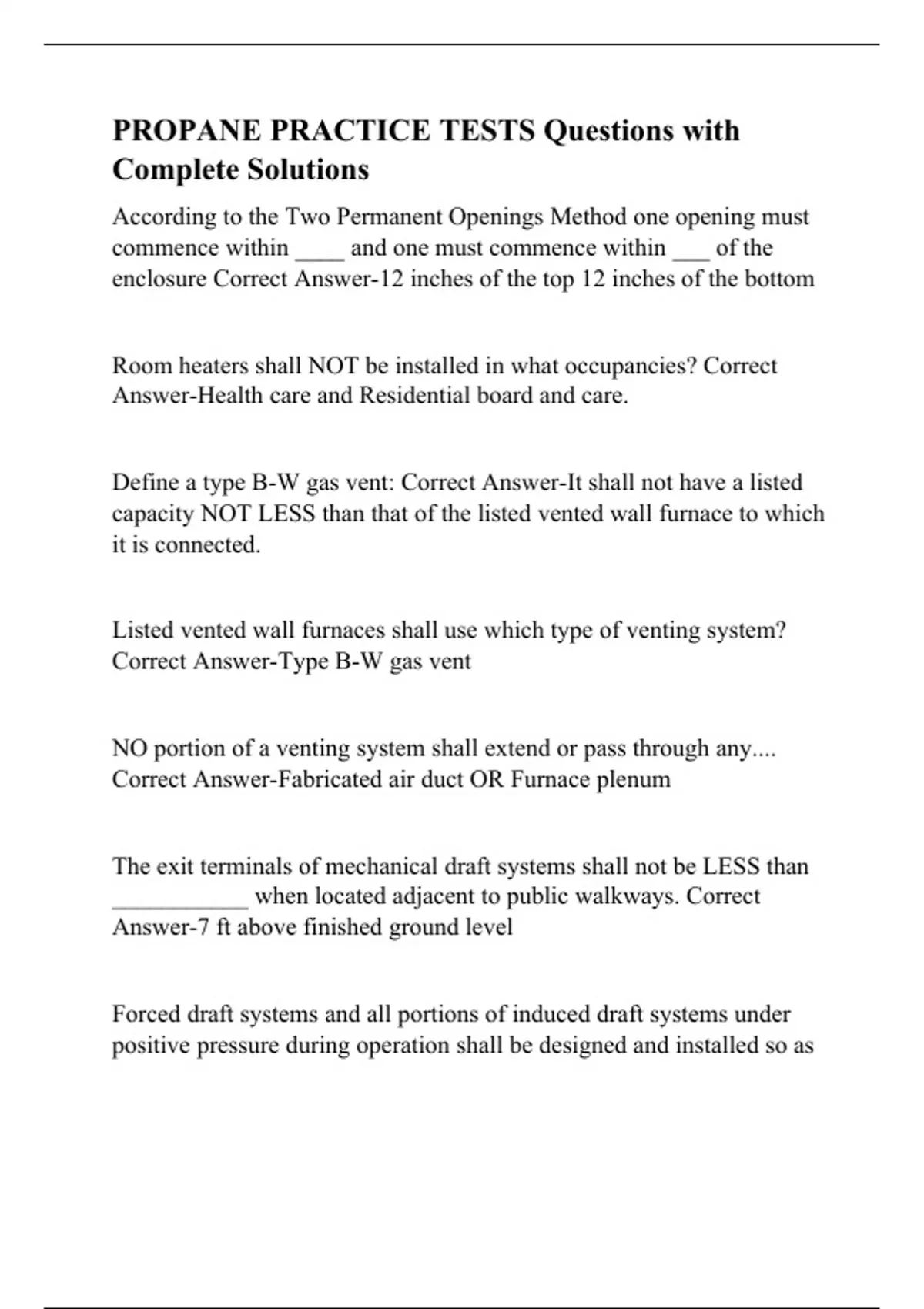 PROPANE PRACTICE TESTS Questions with Complete Solutions - Propane ...