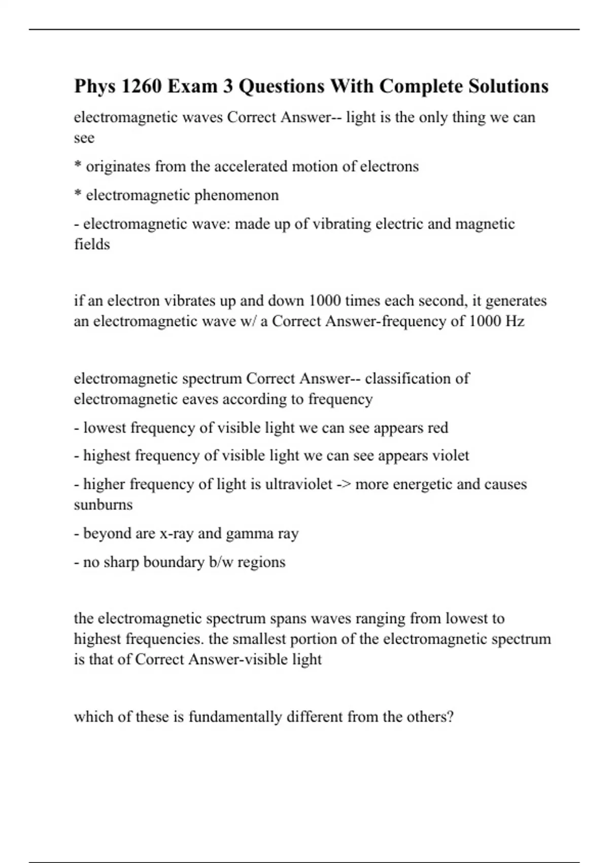 Phys 1260 Exam 3 Questions With Complete Solutions - PHYS 1260 - Stuvia US