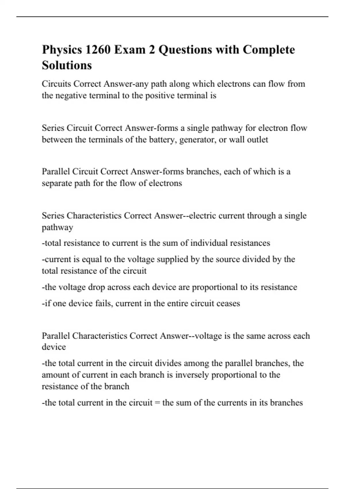 Physics 1260 Exam 2 Questions with Complete Solutions - PSYC 4034 ...