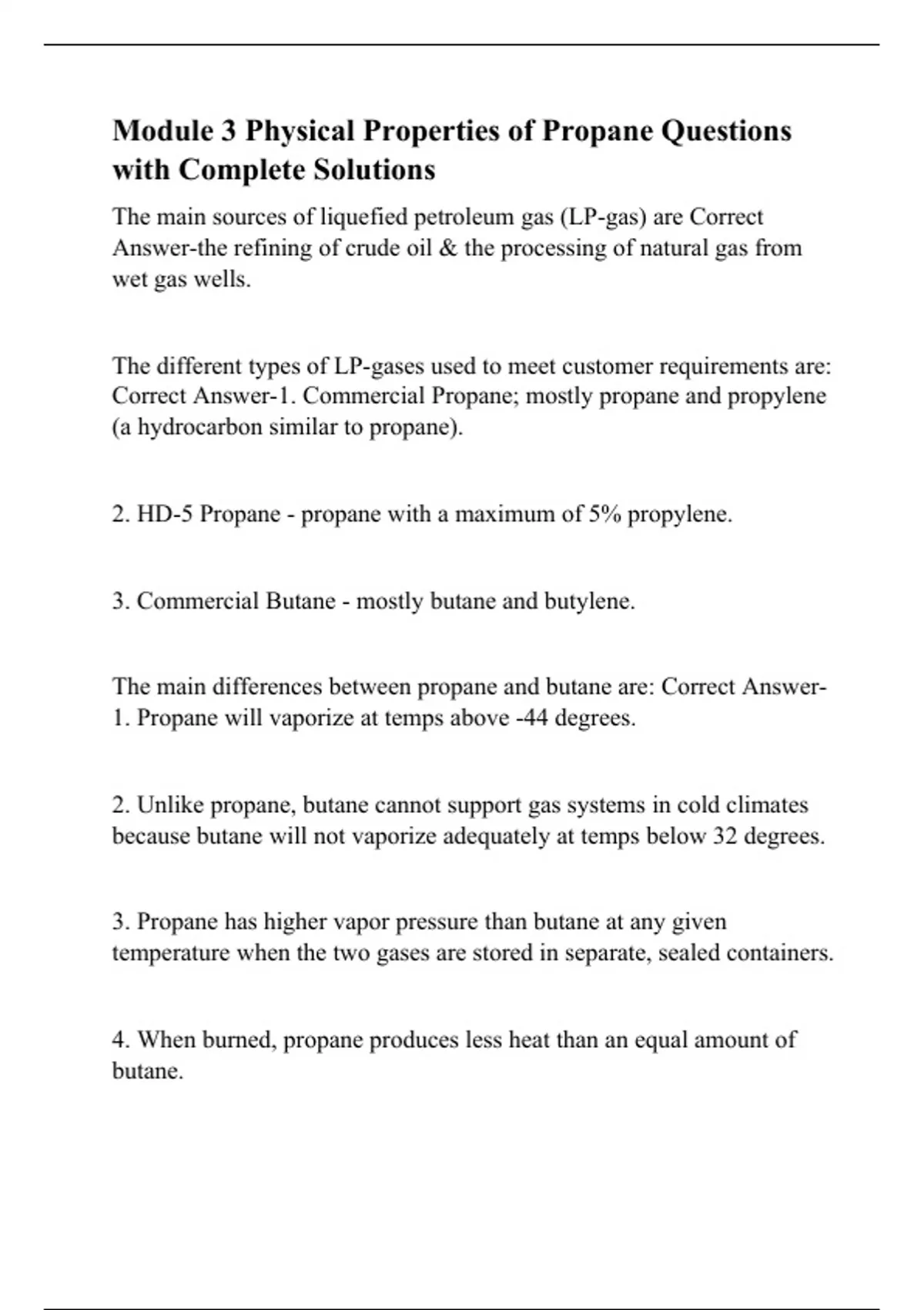 Module 3 Physical Properties of Propane Questions with Complete Solutions - Propane Education ...