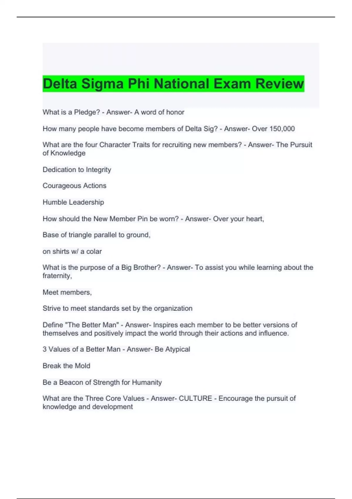 Delta Sigma Phi National Exam Review 2024 Questions and Answers - Delta ...