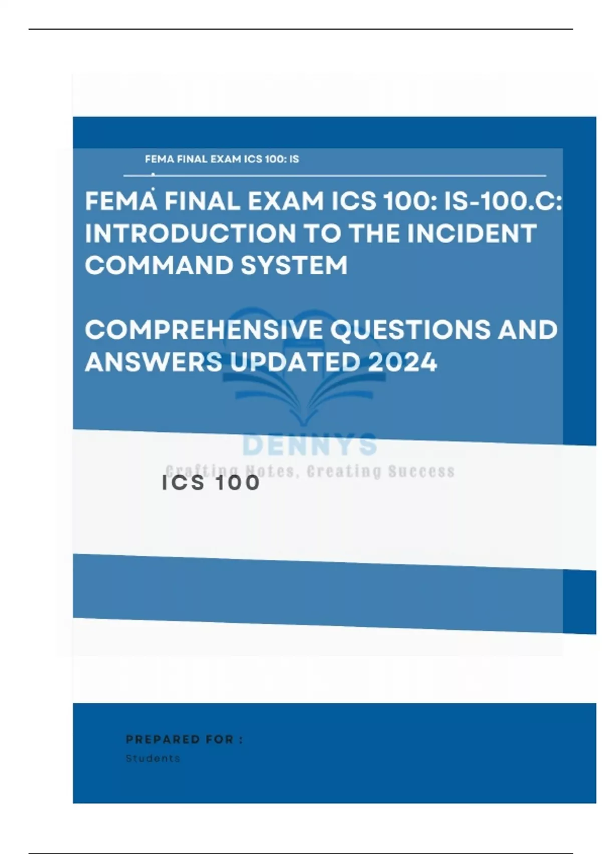 FEMA Final Exam ICS 100 IS 100 C Introduction To The Incident Command