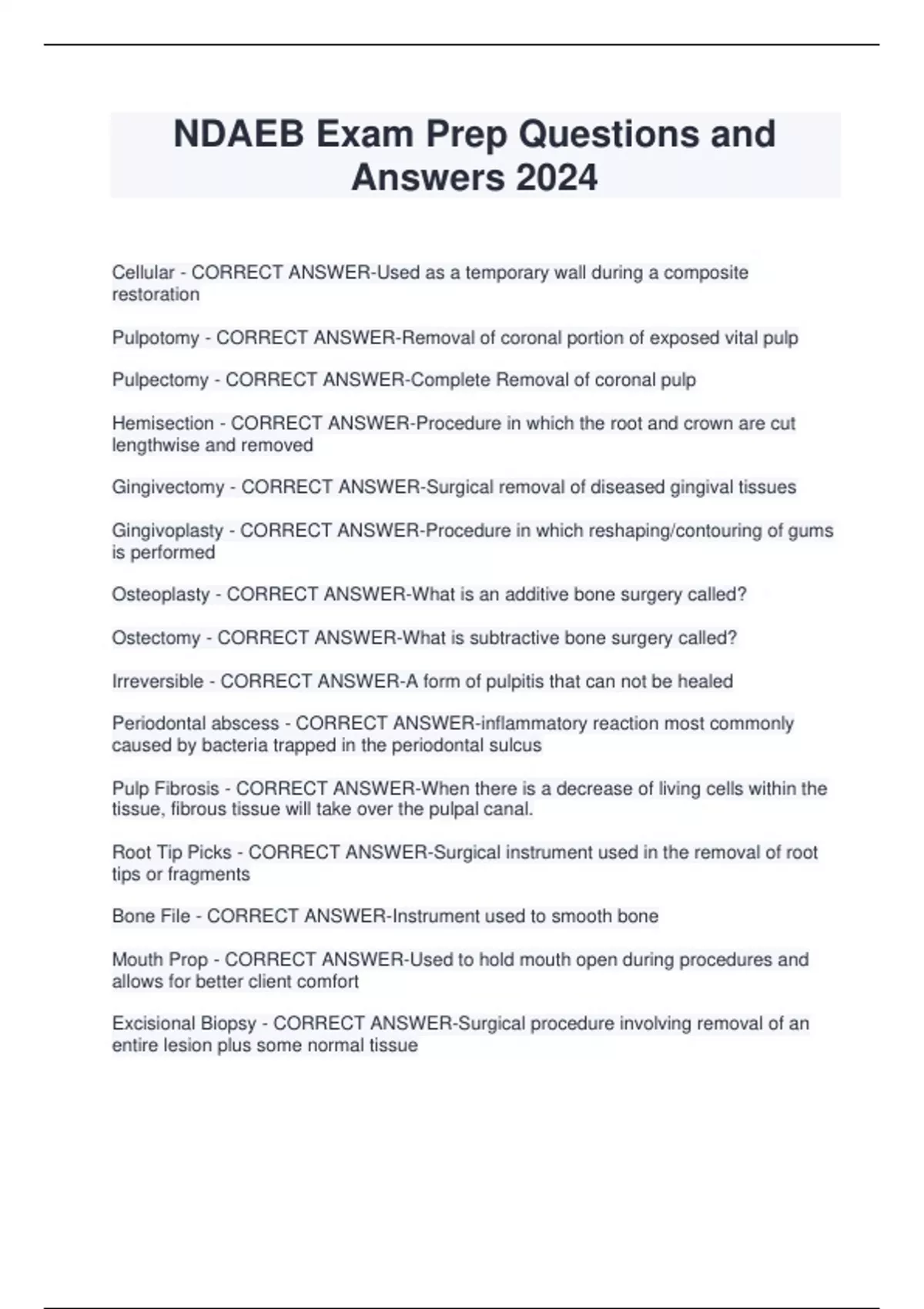 NDAEB Exam Prep Questions and Answers 2024 - NDAEB - Stuvia US