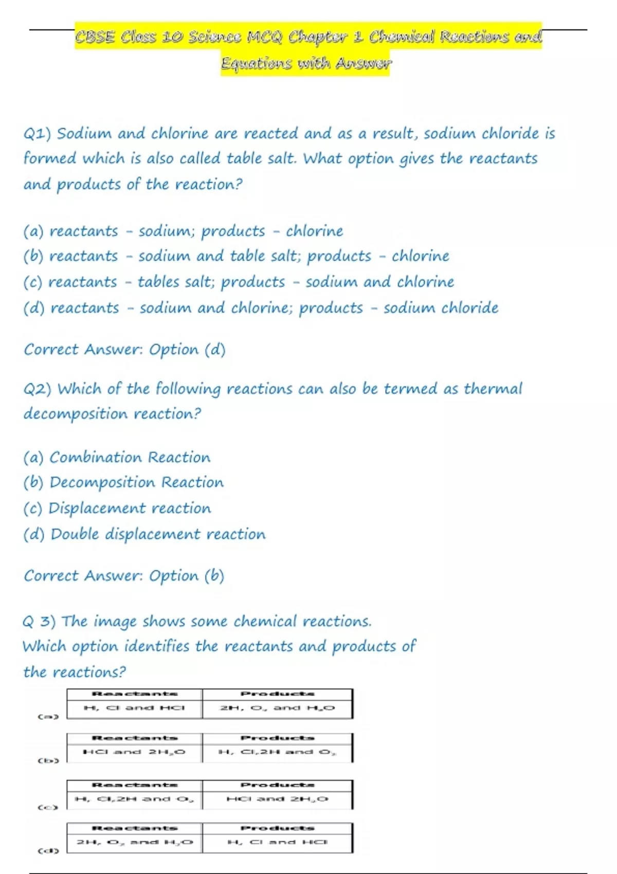 CBSE MCQ with answers for Class 10 Science with all chapters note book ...