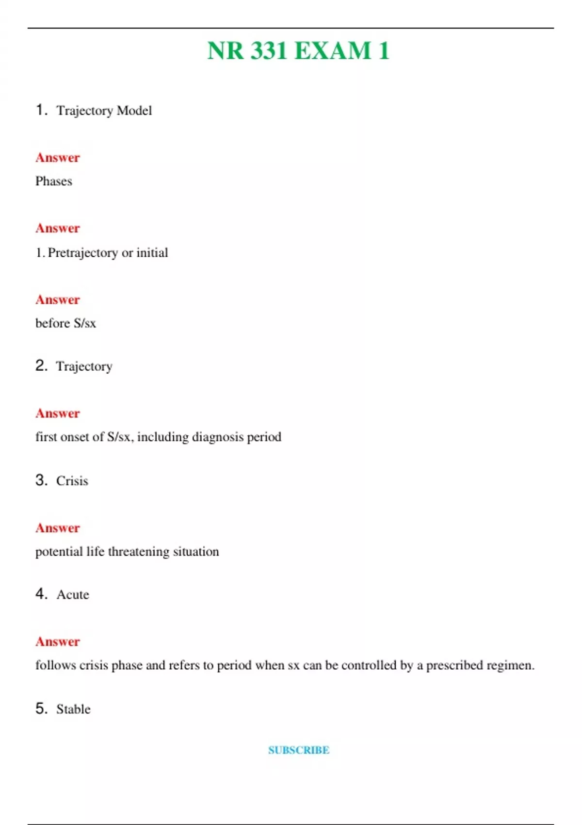 NR 331 BUNDLE EXAM 1 ,Exam 4 - Acute Kidney Injury NCLEX Questions ...