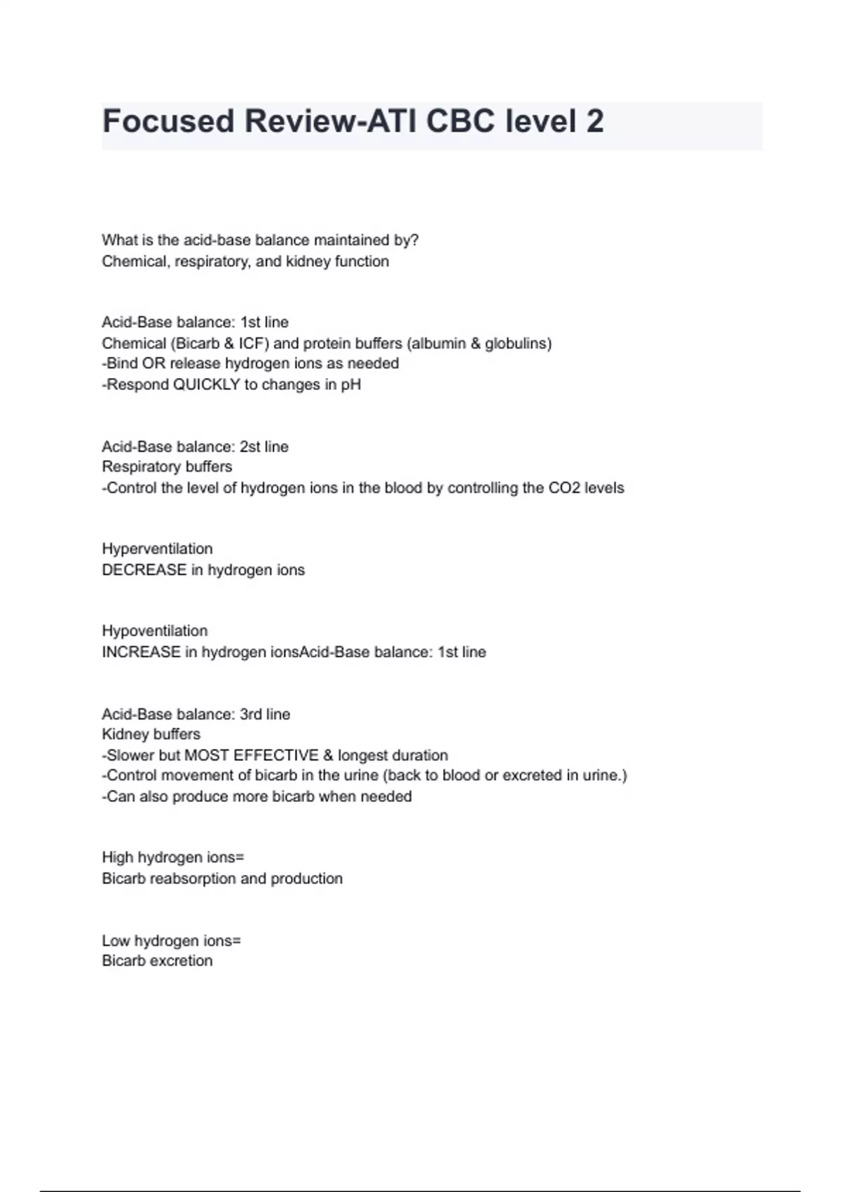 Focused Review-ATI CBC level 2 Exam Questions And Answers All Verified ...