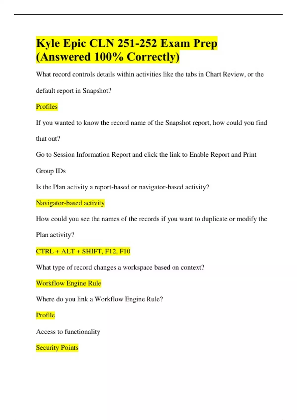 Kyle Epic CLN 251-252 Exam Prep (Answered 100% Correctly) - Kyle Epic ...