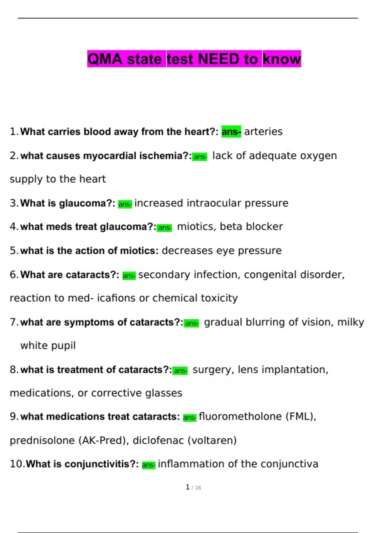 QMA state test NEED to know Questions And Answers With Complete ...