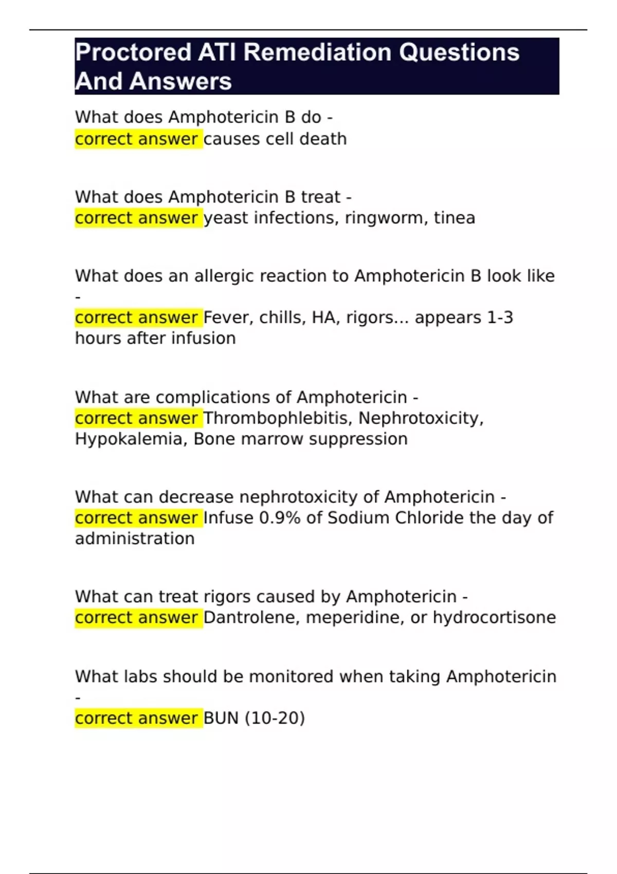 Proctored ATI Remediation Questions And Answers - ATI Remediation ...