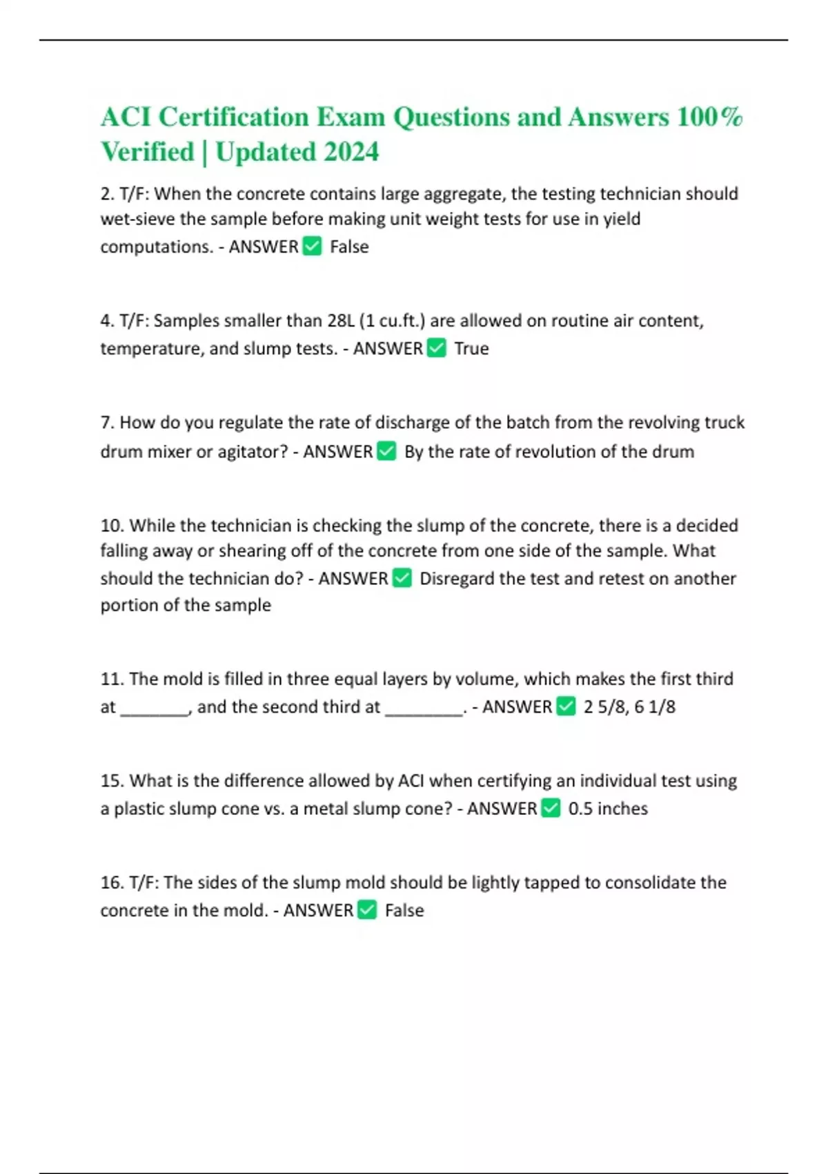 ACI Certification Exam Questions and Answers 100% Verified | Updated ...