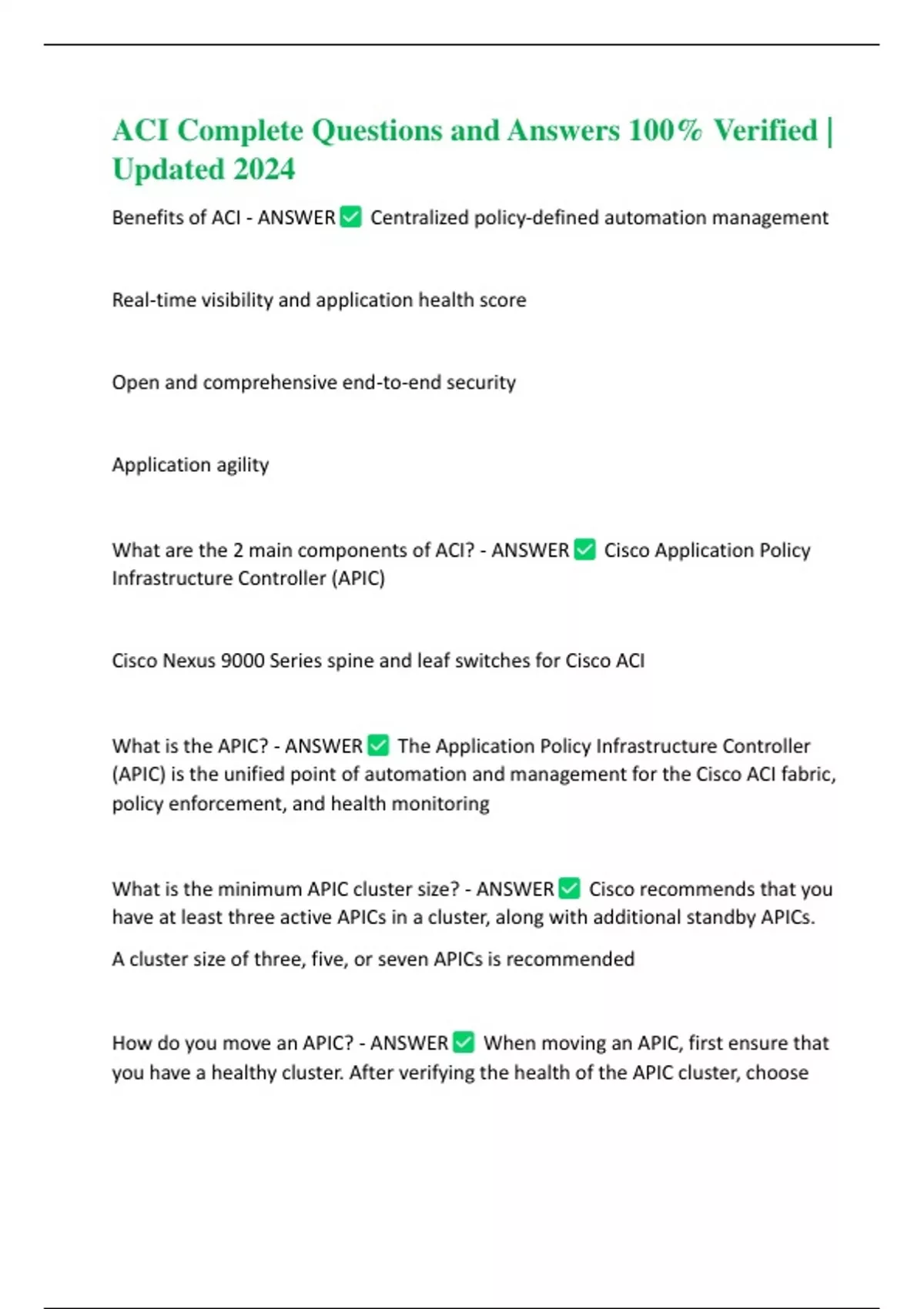 ACI Complete Questions and Answers 100% Verified | Updated 2024 - ACI ...