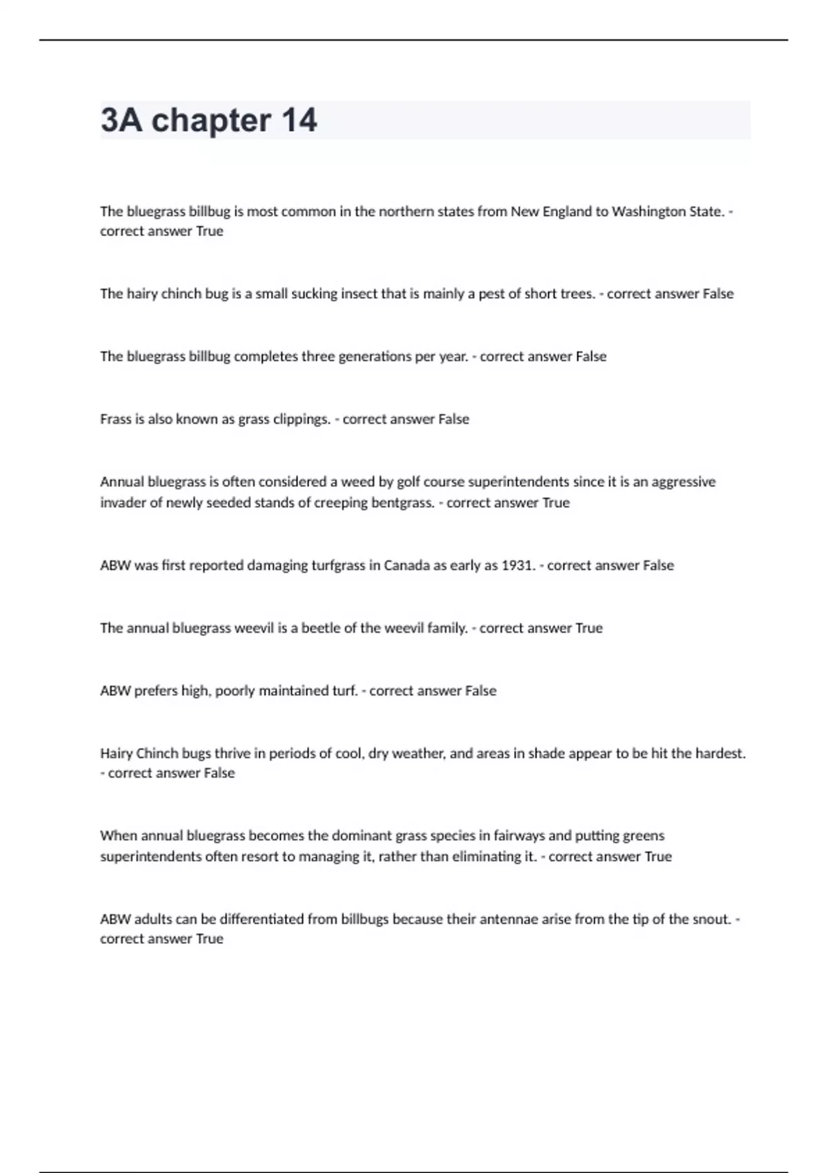 3A chapter 14 questions with correct answers 2024/2025 - 3A Turfgrass ...