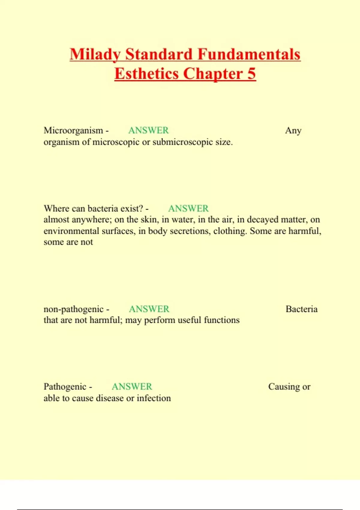 Milady Standard Fundamentals Esthetics Chapter 5 - Milady esthetics ...