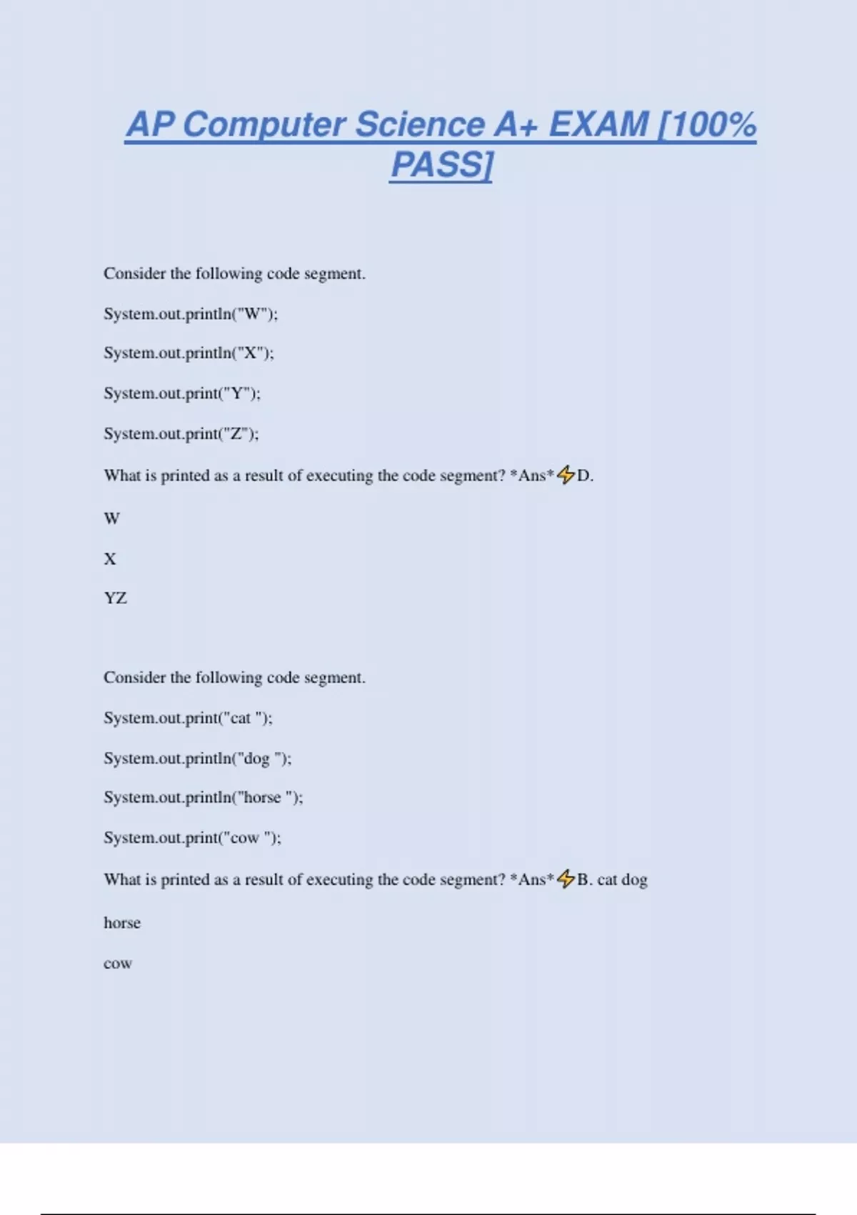 AP Computer Science A+ EXAM [100% PASS] - Graduation in computer ...