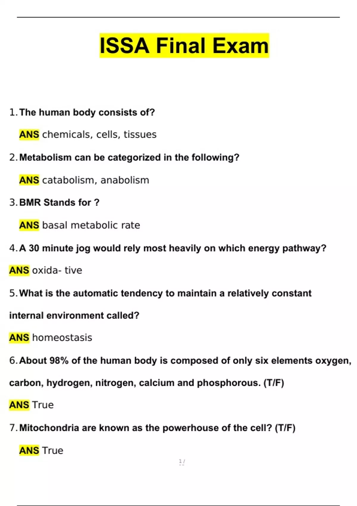 ISSA Final Exam Questions with 100% Correct Answers | Verified | Latest ...