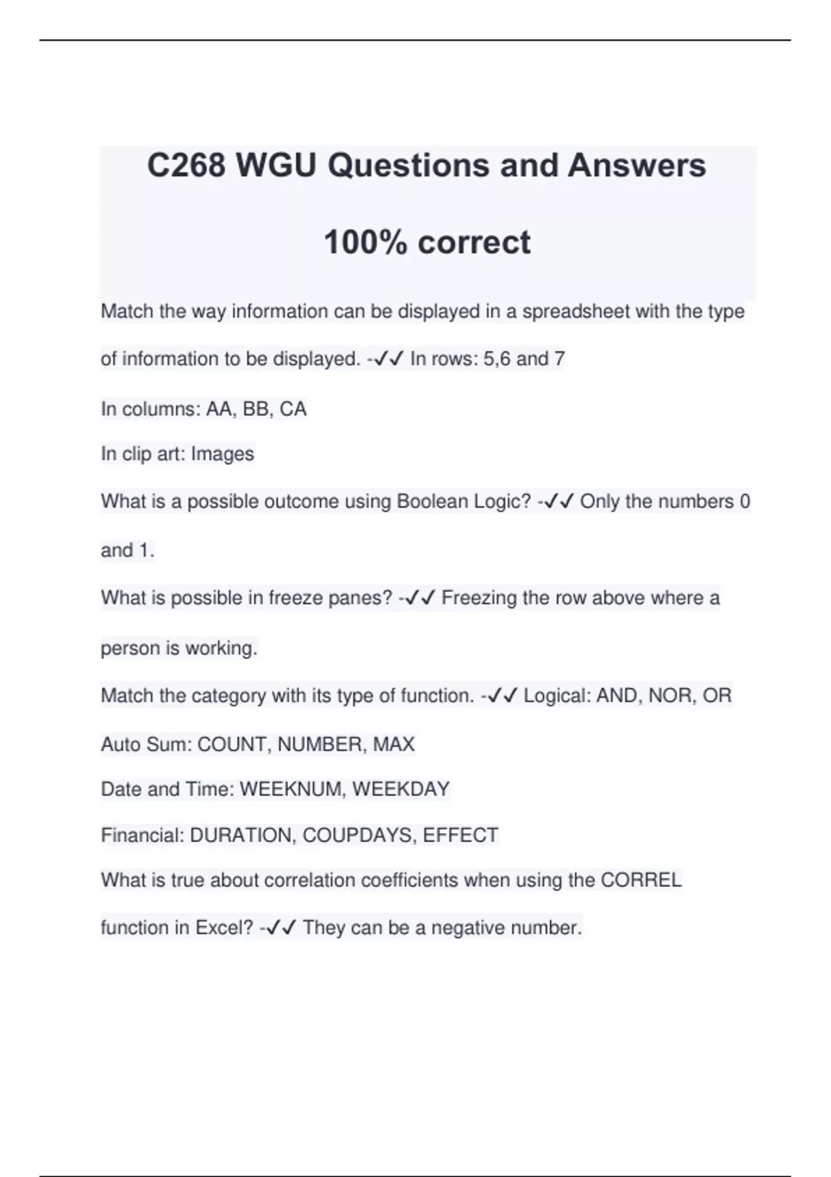 C268 WGU Questions and Answers 100% correct - C268 WGU - Stuvia US