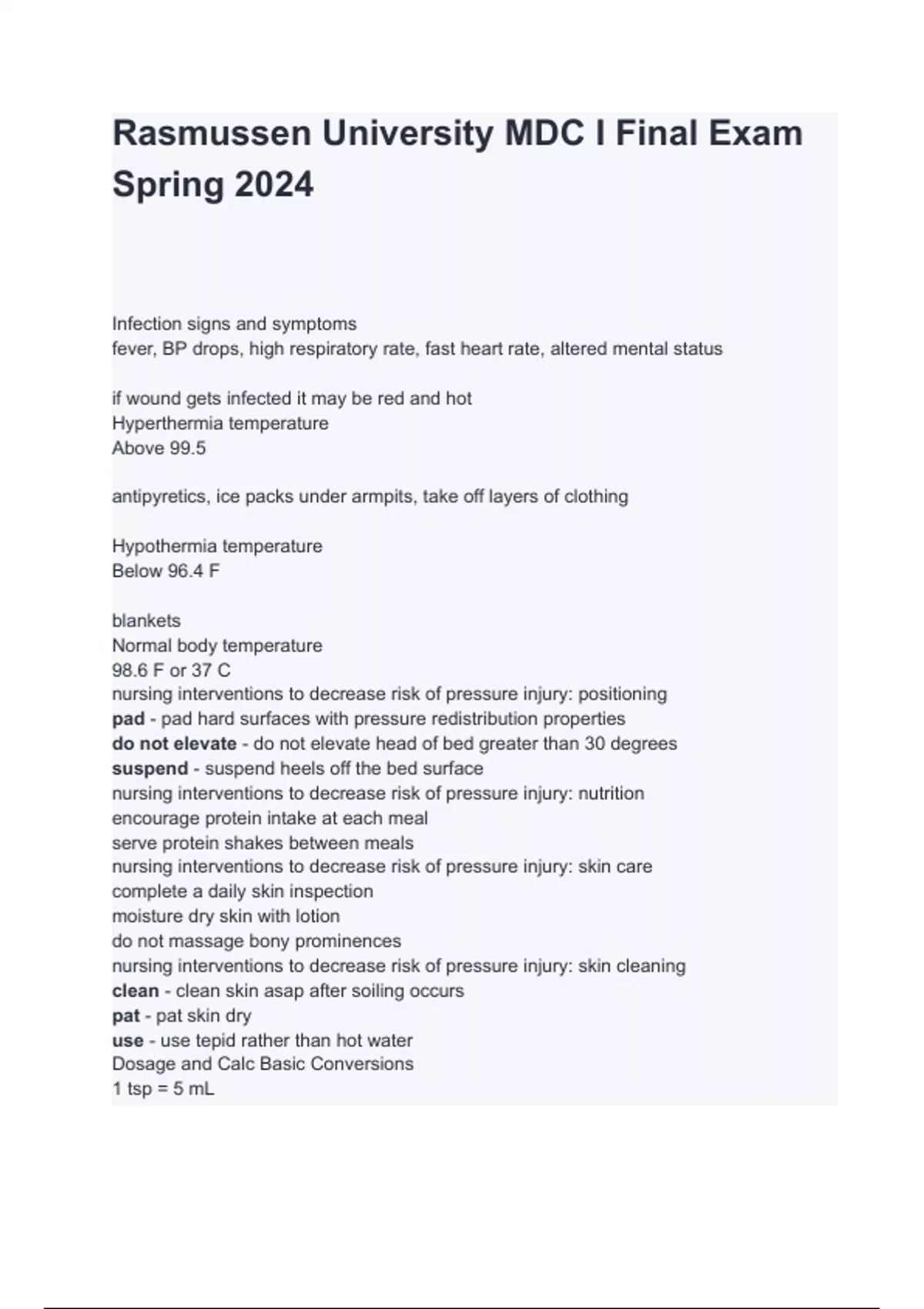 Rasmussen - MDC III MDC 3 Exam MDC 1 Exam MDC final Exam MDC IV - Final ...