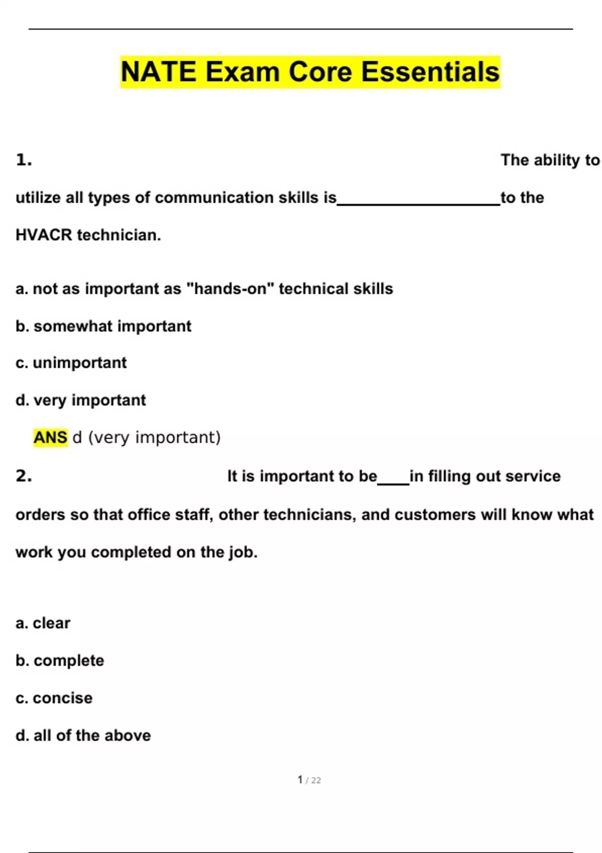 NATE Core Essentials Exam 2024 Questions with 100% Correct Answers ...