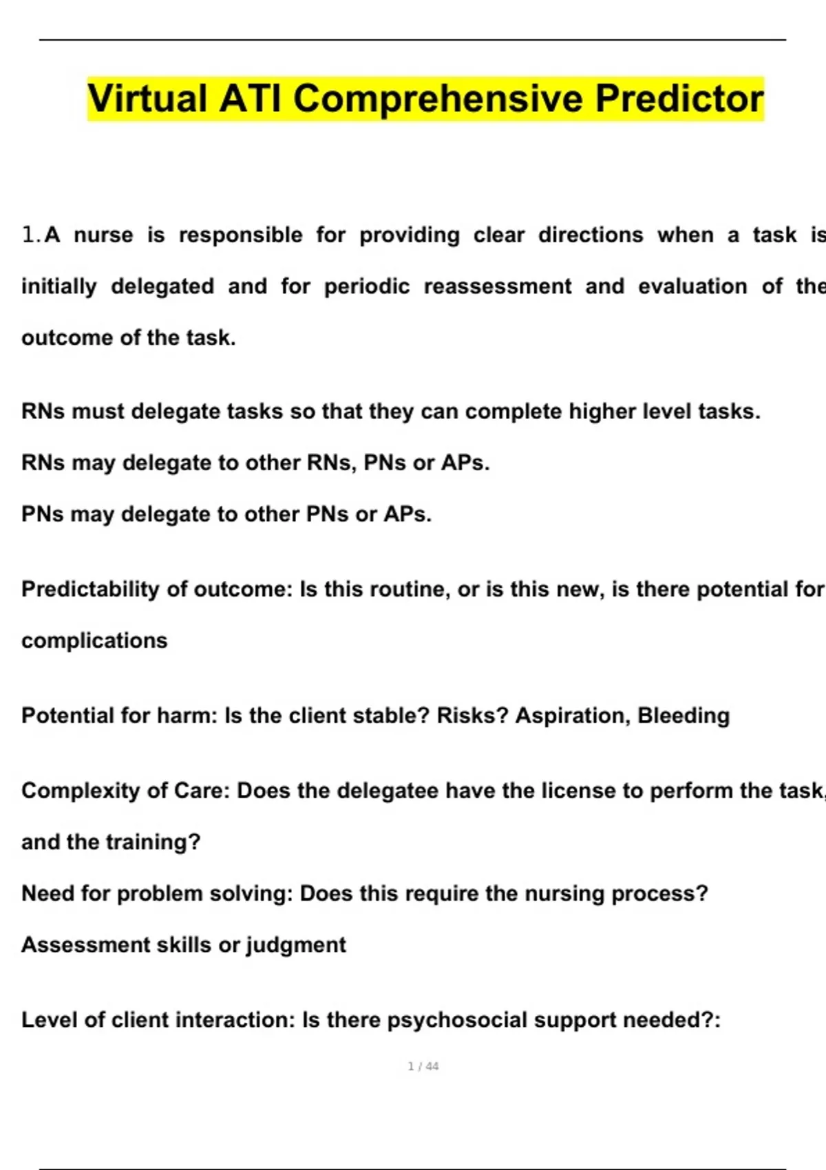 Virtual ATI Comprehensive Predictor Exam 2024 Questions with 100% ...