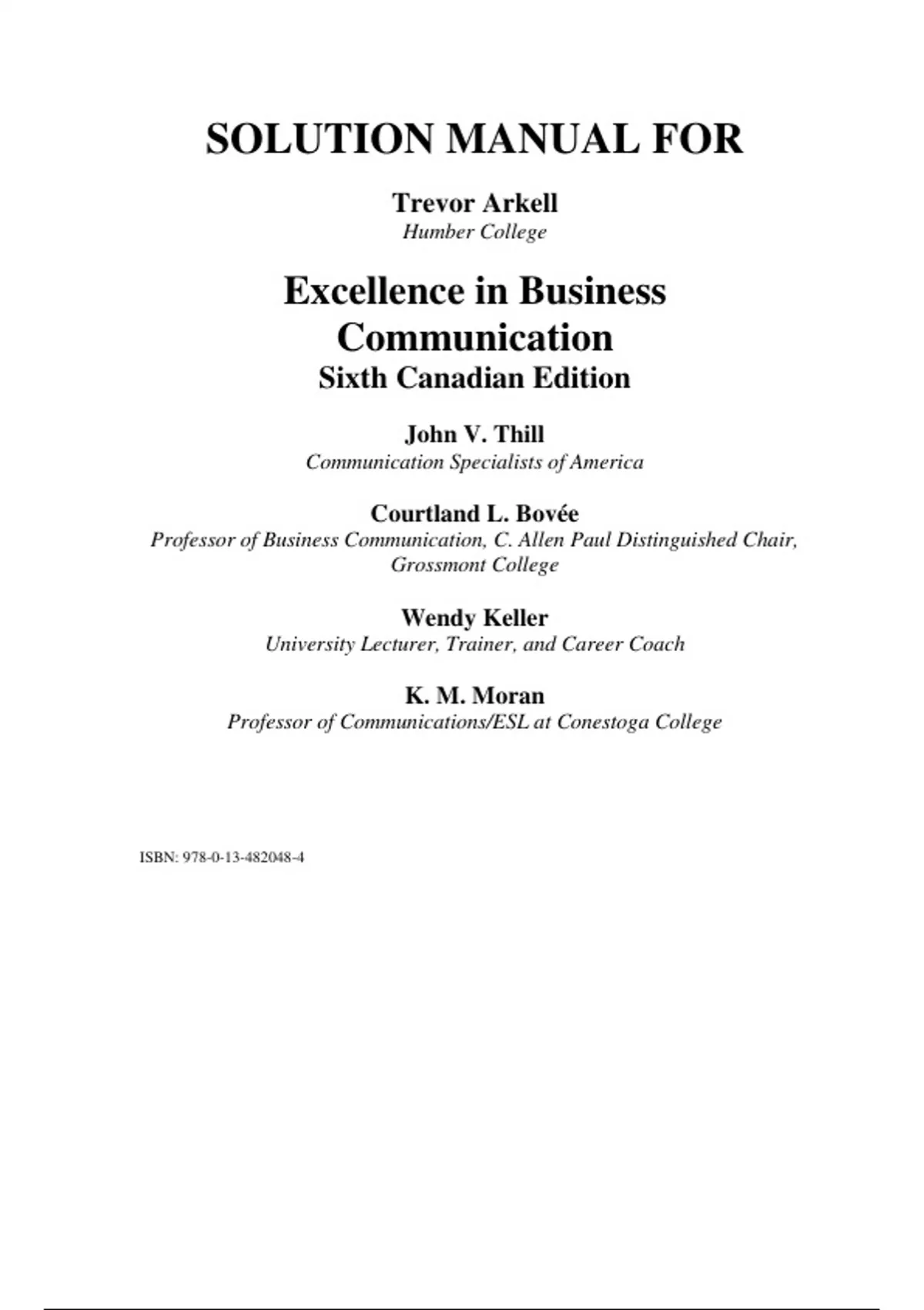 Solution Manual For Excellence in Business Communication, Canadian ...