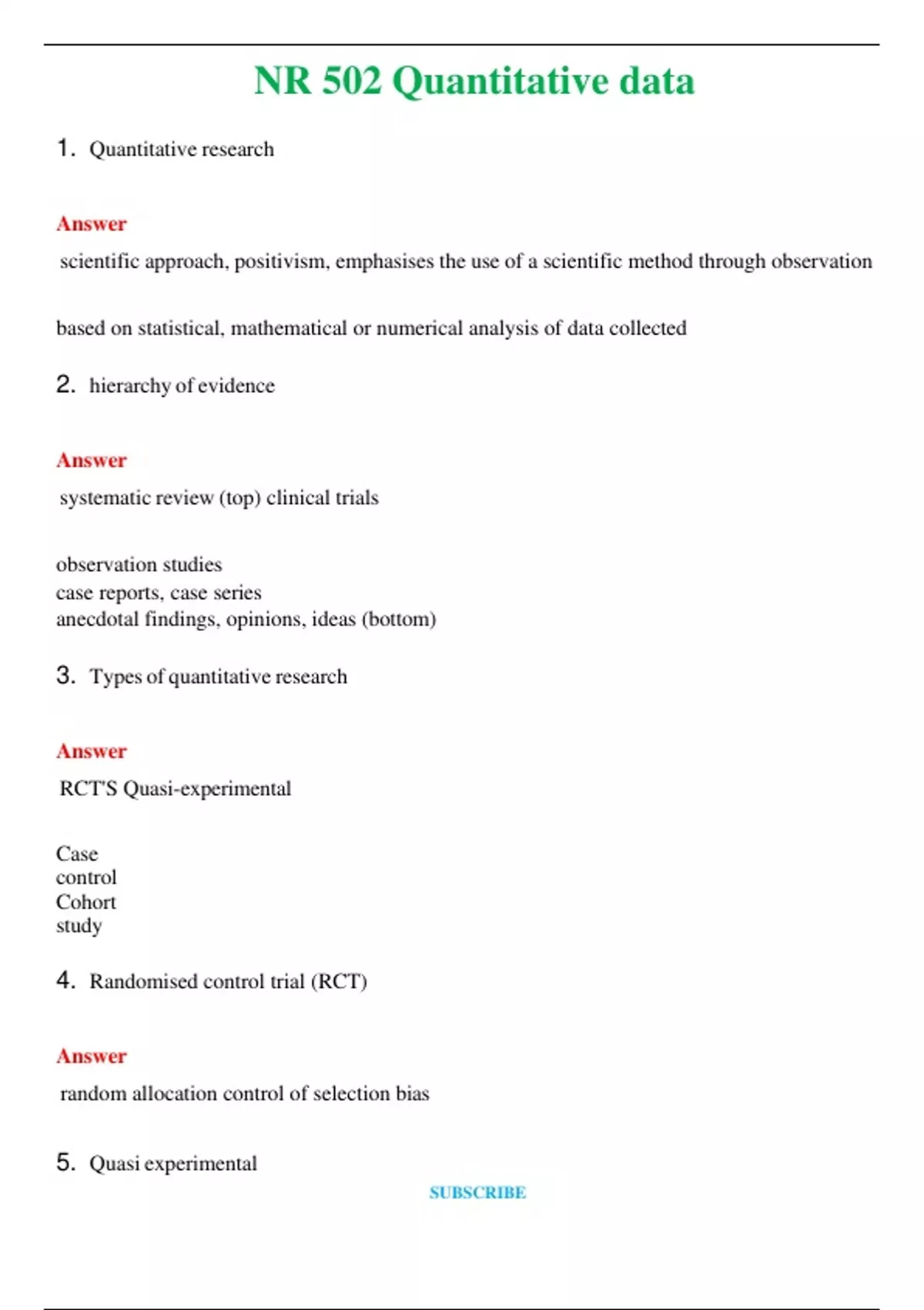 NR 502 Quantitative data (Latest 2024 / 2025) Questions & Answers with ...
