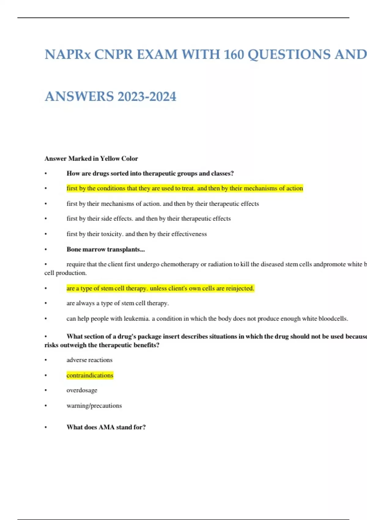 NAPRx CNPR EXAM WITH 160 QUESTIONS AND ANSWERS - NAPRx CNPR - Stuvia US