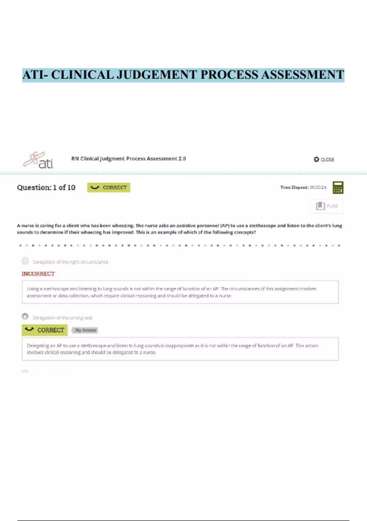ATI- Clinical Judgement Process Assessment With Complete Solution - ATI ...