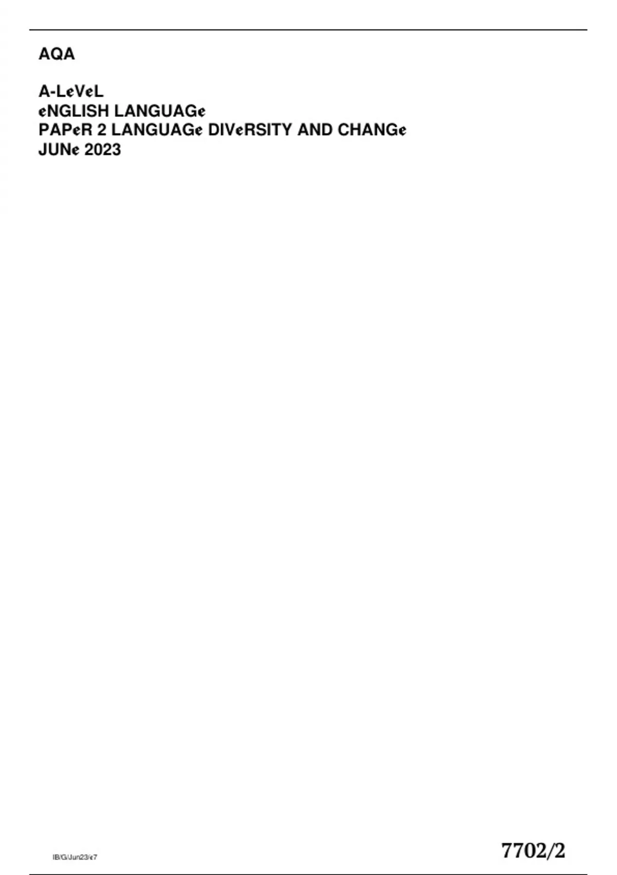 AQA a-level english language paper 2 language diversity and change june ...