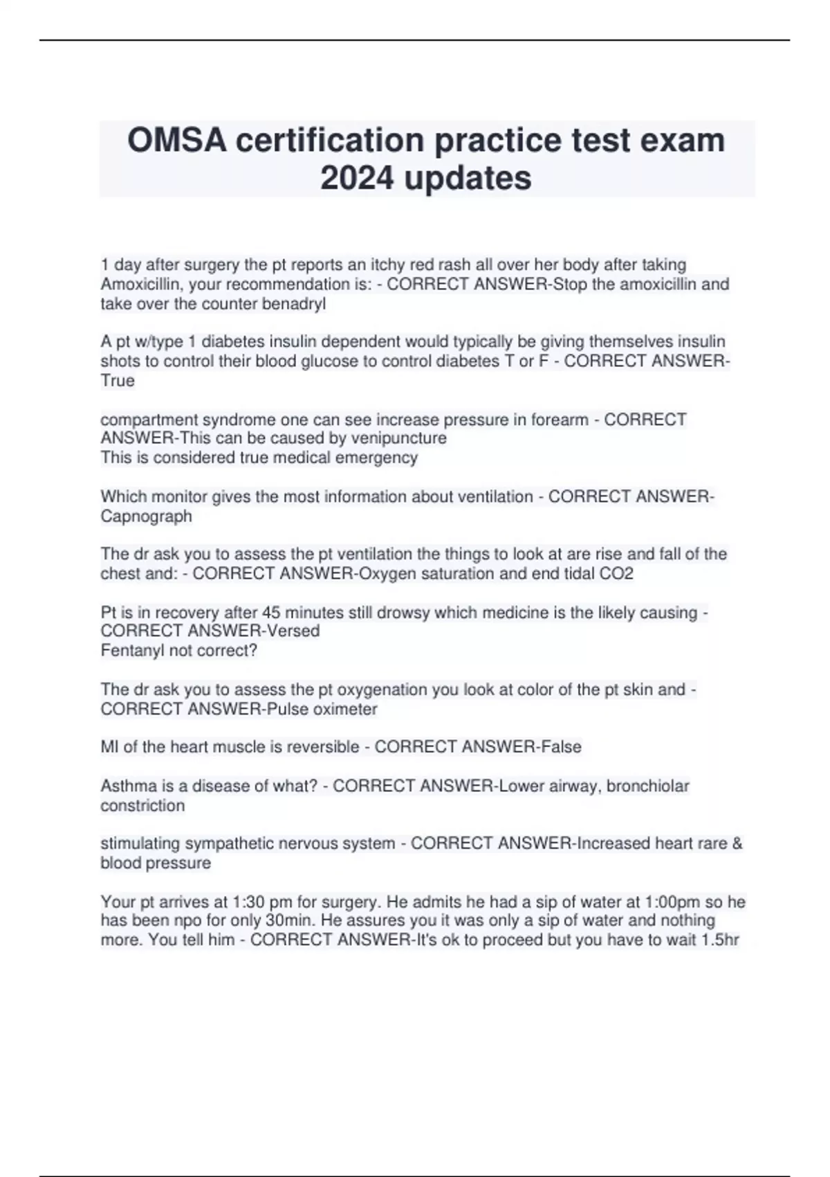OMSA certification practice test exam 2024 updates - OMSA - Stuvia US
