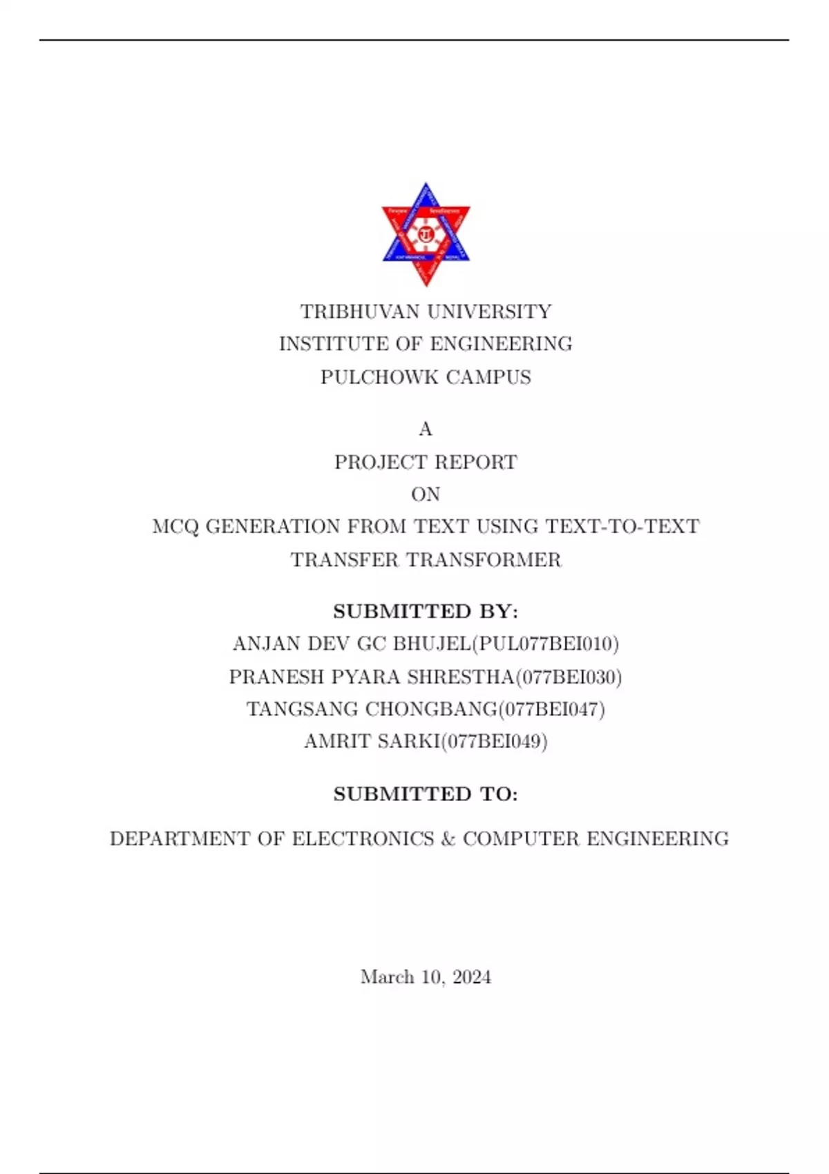 MCQ generation using T5 Transformer - ANJ010 - Stuvia US