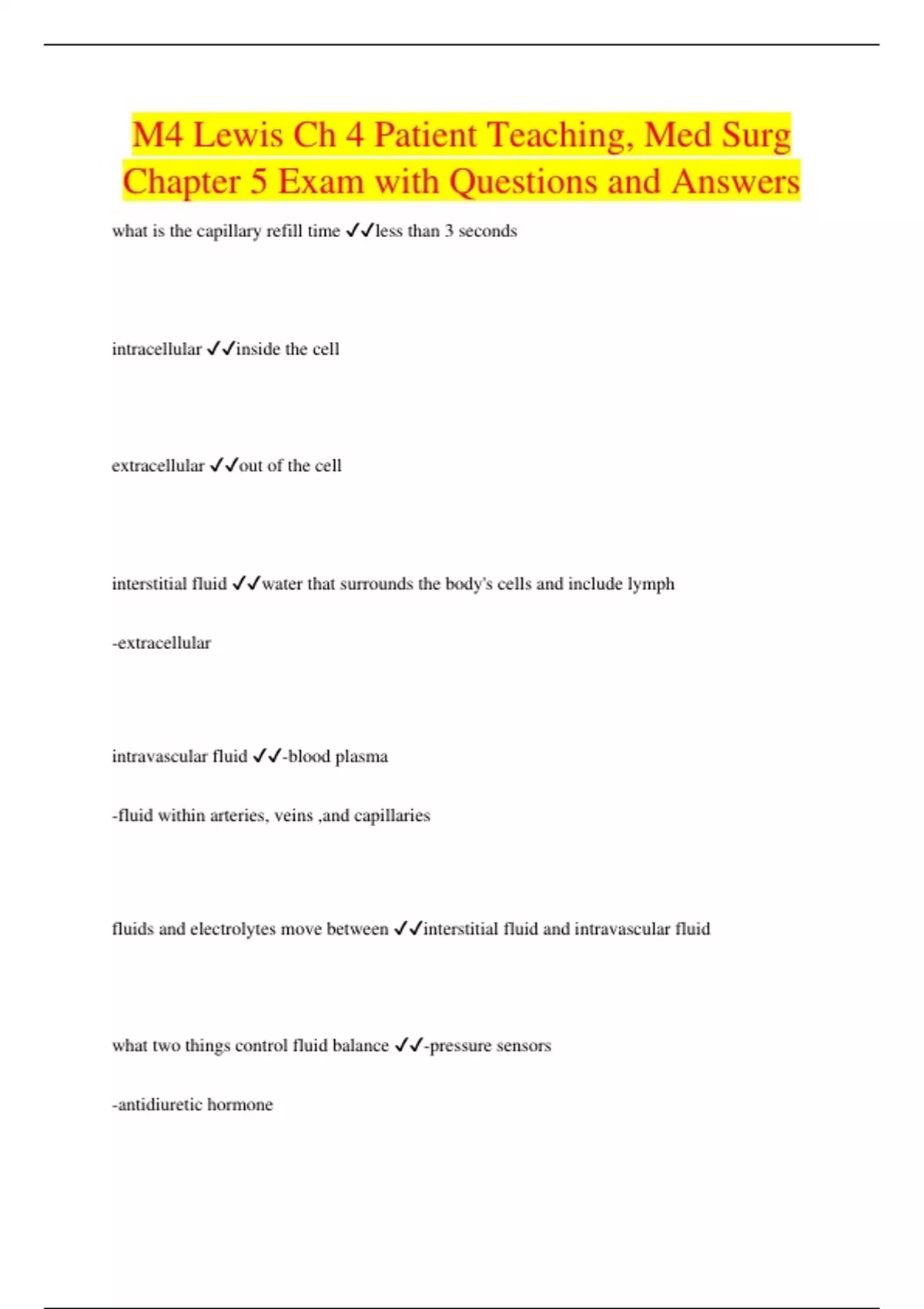 M4 Lewis Ch 4 Patient Teaching, Med Surg Chapter 5 Exam with Questions ...