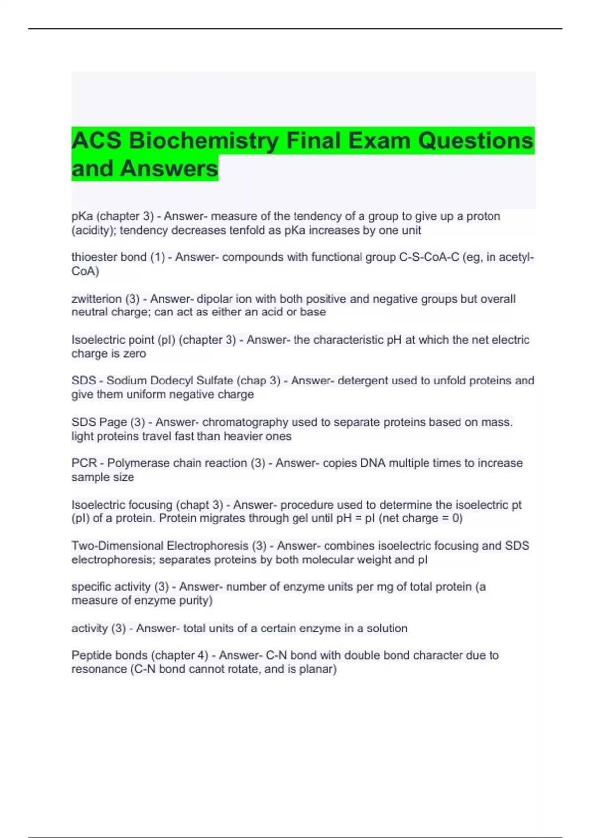 ACS Biochemistry Final Exam Questions and Answers 2024 - ACS ...
