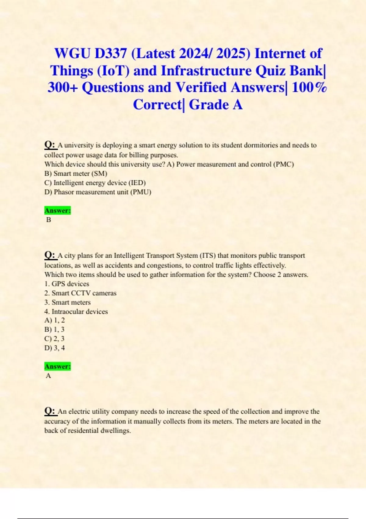 WGU D337 (Latest 2024/ 2025) Internet of Things (IoT) and ...