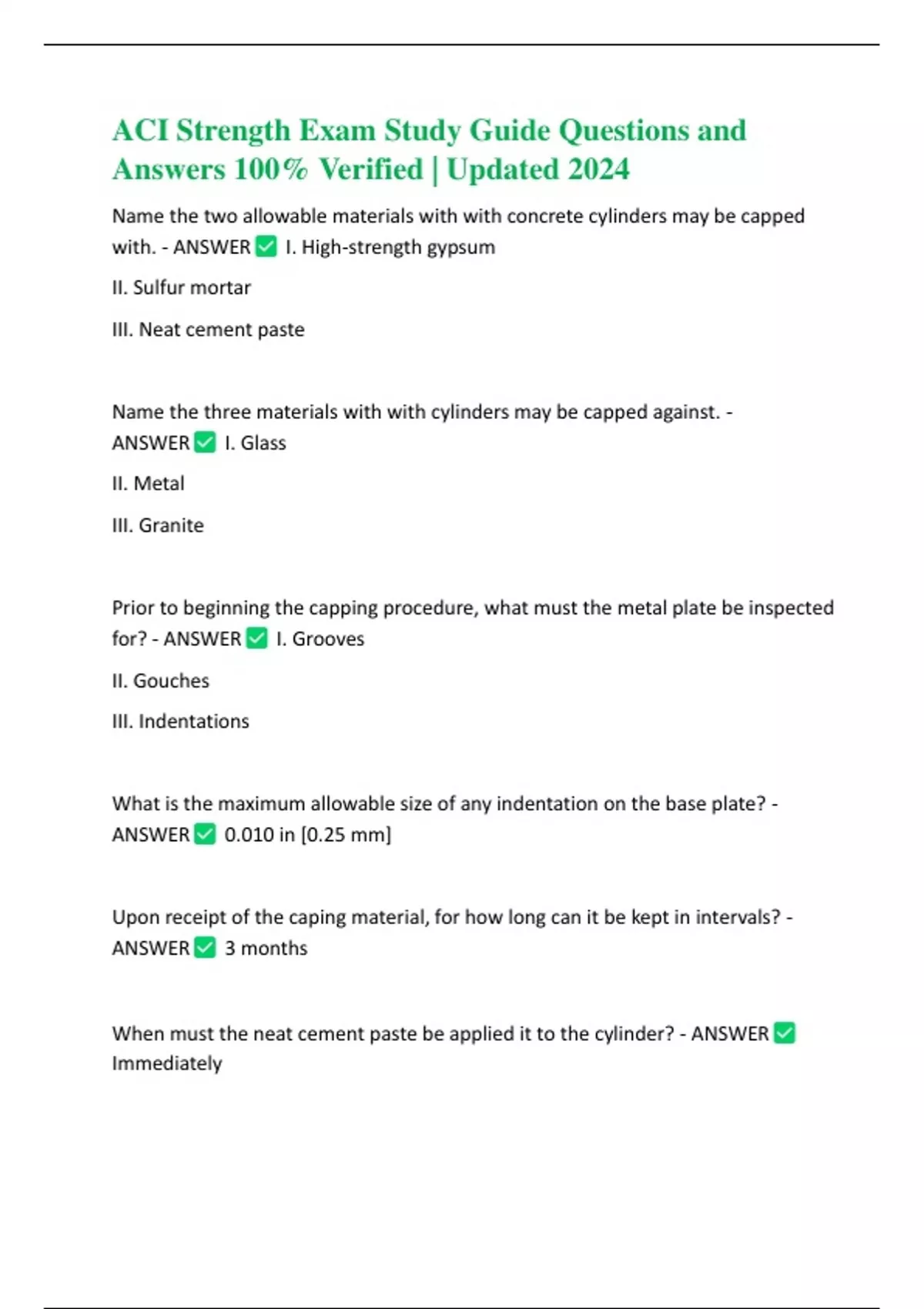 ACI Strength Exam Study Guide Questions and Answers 100% Verified ...