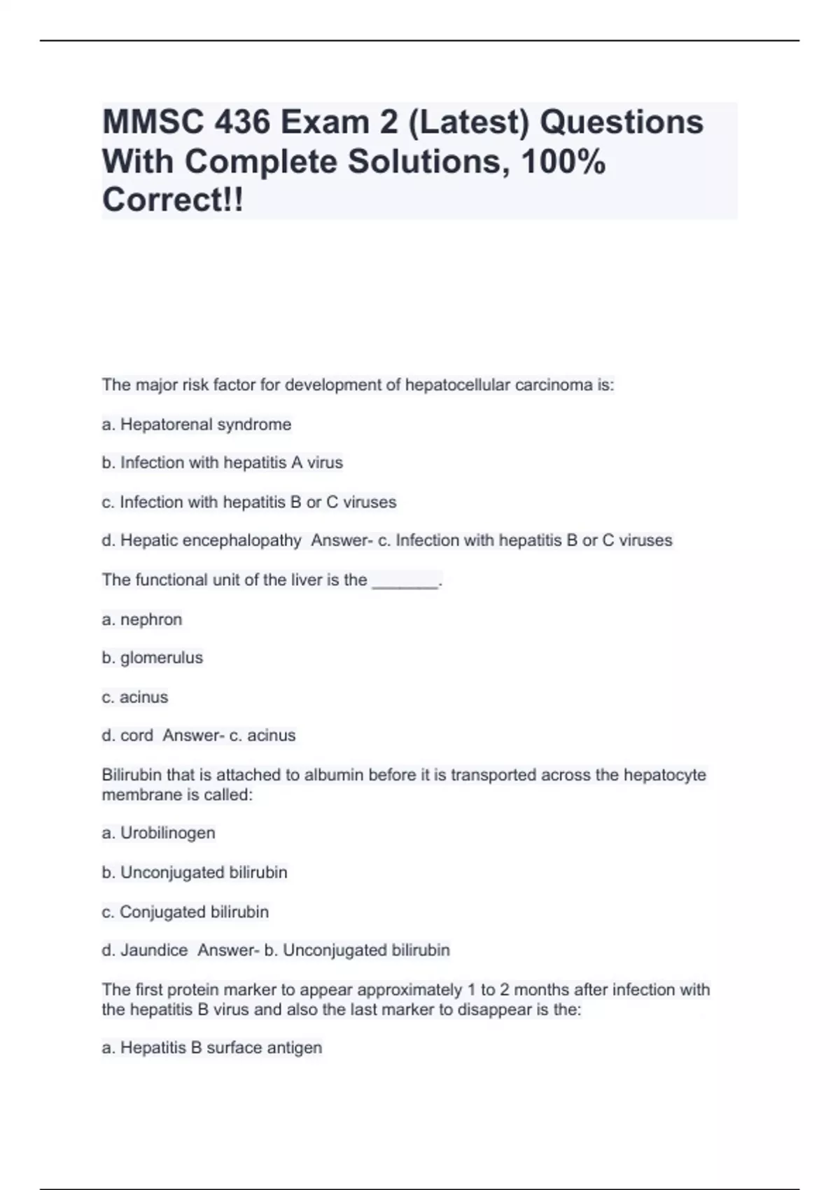 MMSC 436 Exam 2 (Latest) Questions With Complete Solutions, 100% ...