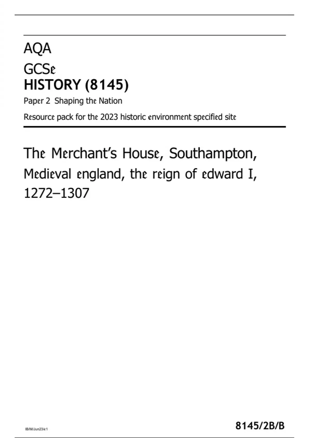 AQA gcse history (8145) paper 2 shaping the nation resource pack for ...