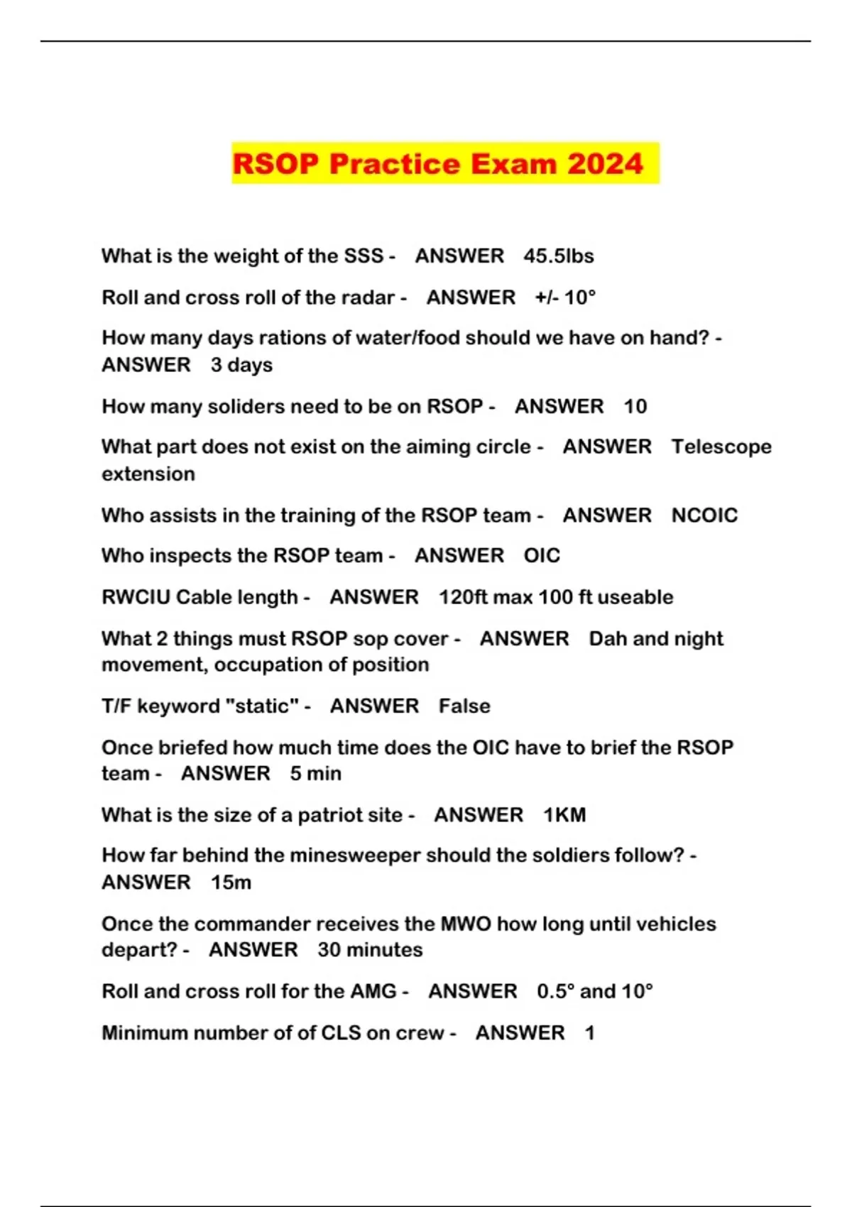 RSOP Practice Exam 2024 - RSOP - Stuvia US