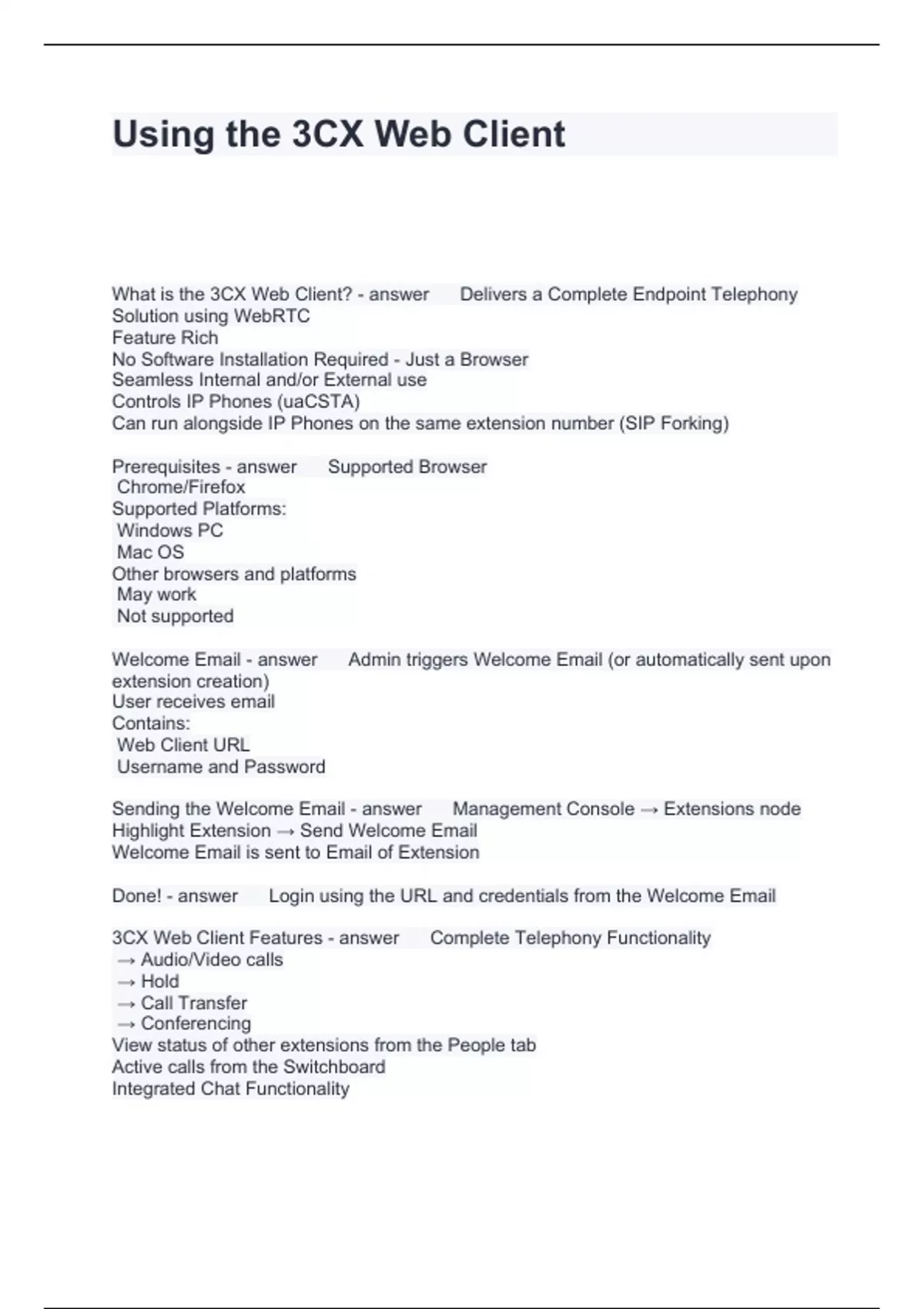 Using the 3CX Web Client Questions and Answers 100% Graded A+ - 3cx - Stuvia US