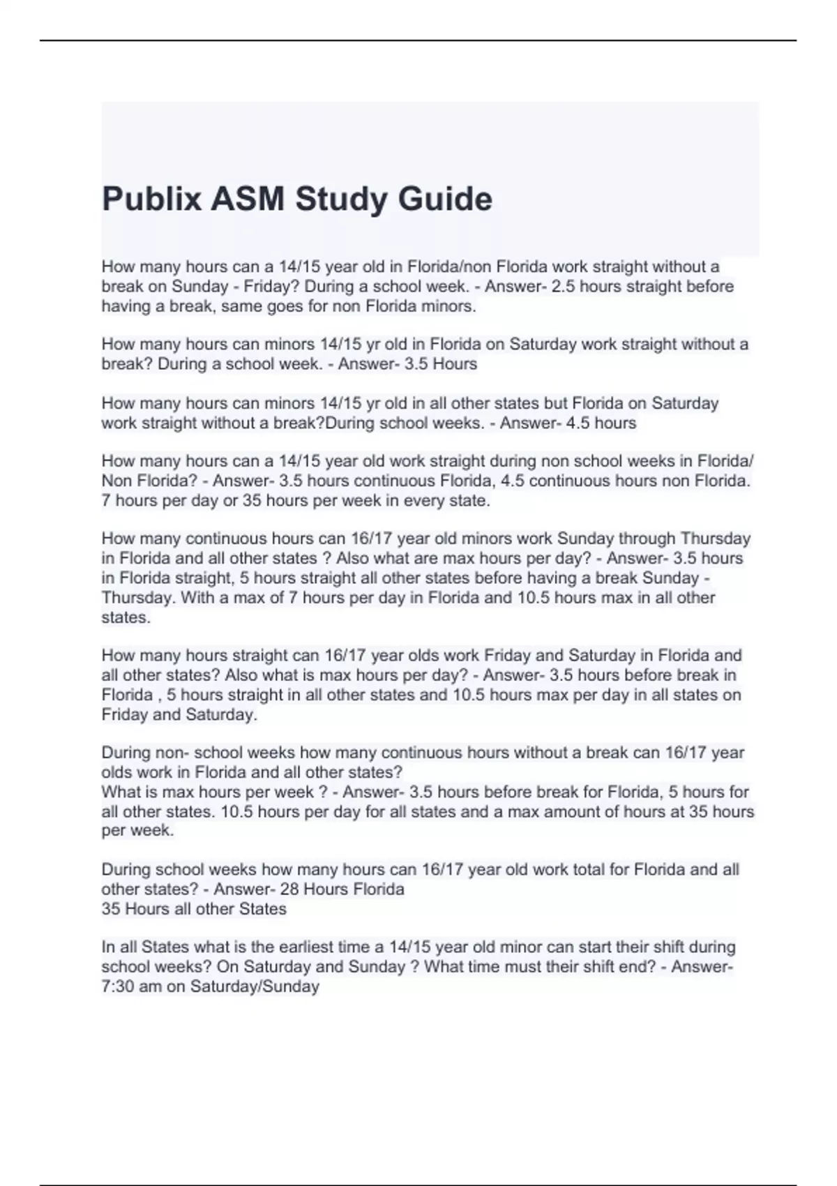 Publix ASM Study Guide 2025 with complete solutions - Publix Deli ...