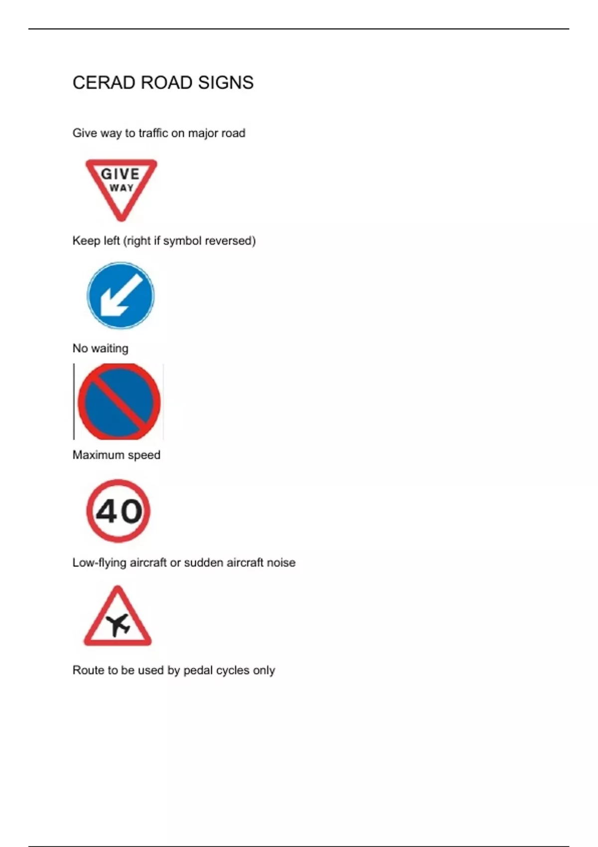 CERAD ROAD SIGNS - CERAD - Stuvia US