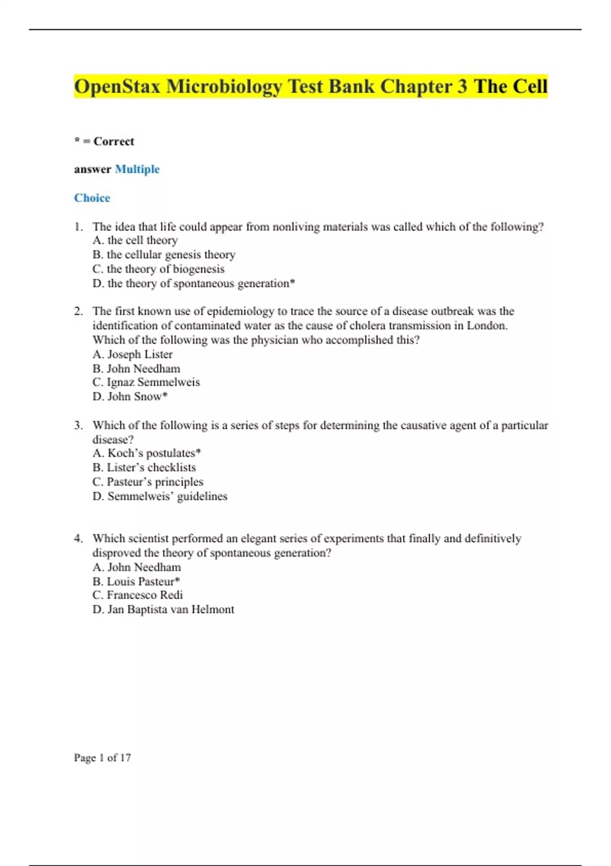 OpenStax Microbiology Test Bank Chapter 3 The Cell - OpenStax ...