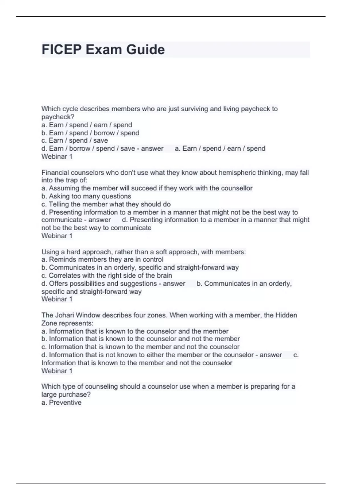 FICEP Exam Guide Questions with correct Answers 2024 - FICEP - Stuvia US