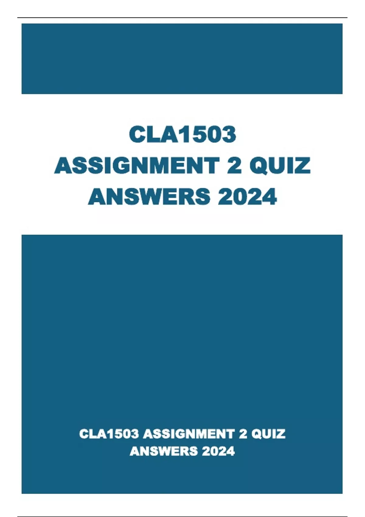 CLA1503 ASSIGNMENT 2 QUIZ SEMESTER 1 ANSWERS 2024 - CLA1503 (CLA1503 ...