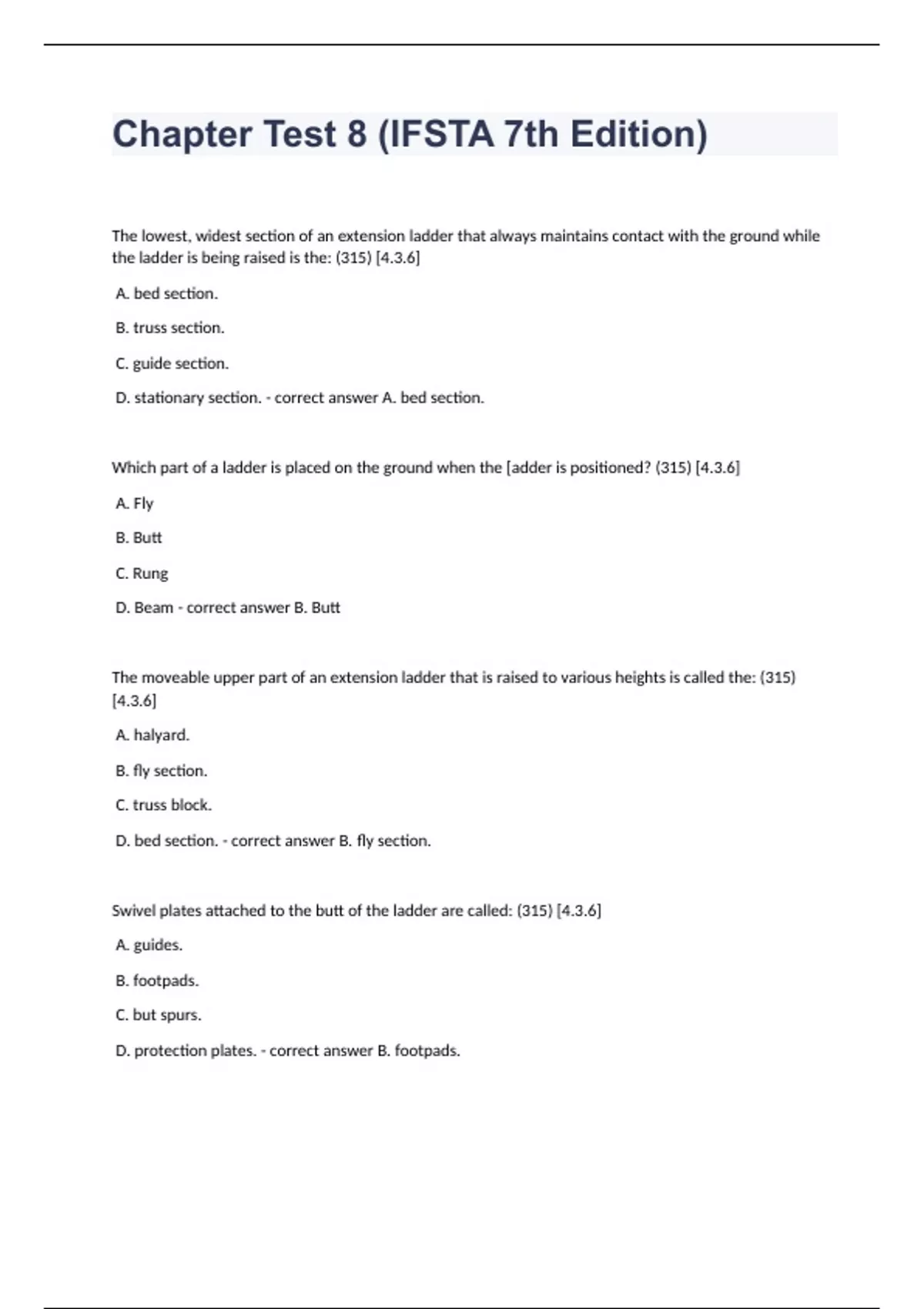 Chapter Test 8 (IFSTA 7th Edition) questions with answers 2024/2025 ...