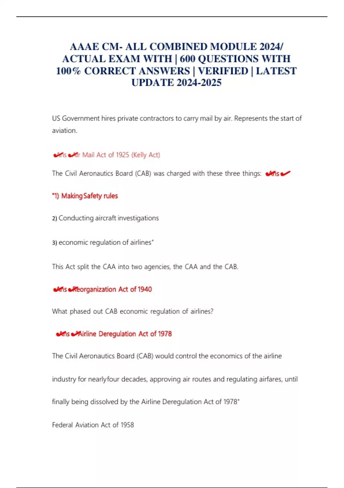 AAAE CM- ALL COMBINED MODULE 2024/ ACTUAL EXAM WITH | 600 QUESTIONS ...