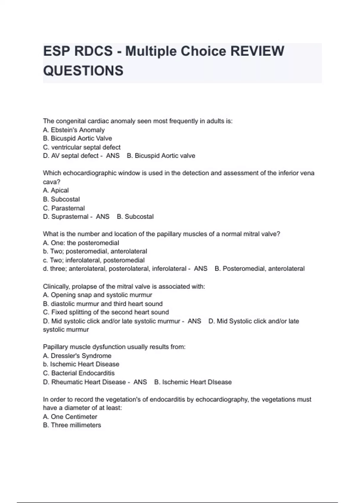 ESP RDCS - Multiple Choice REVIEW QUESTIONS AND ANSWERS - X-Zone ...