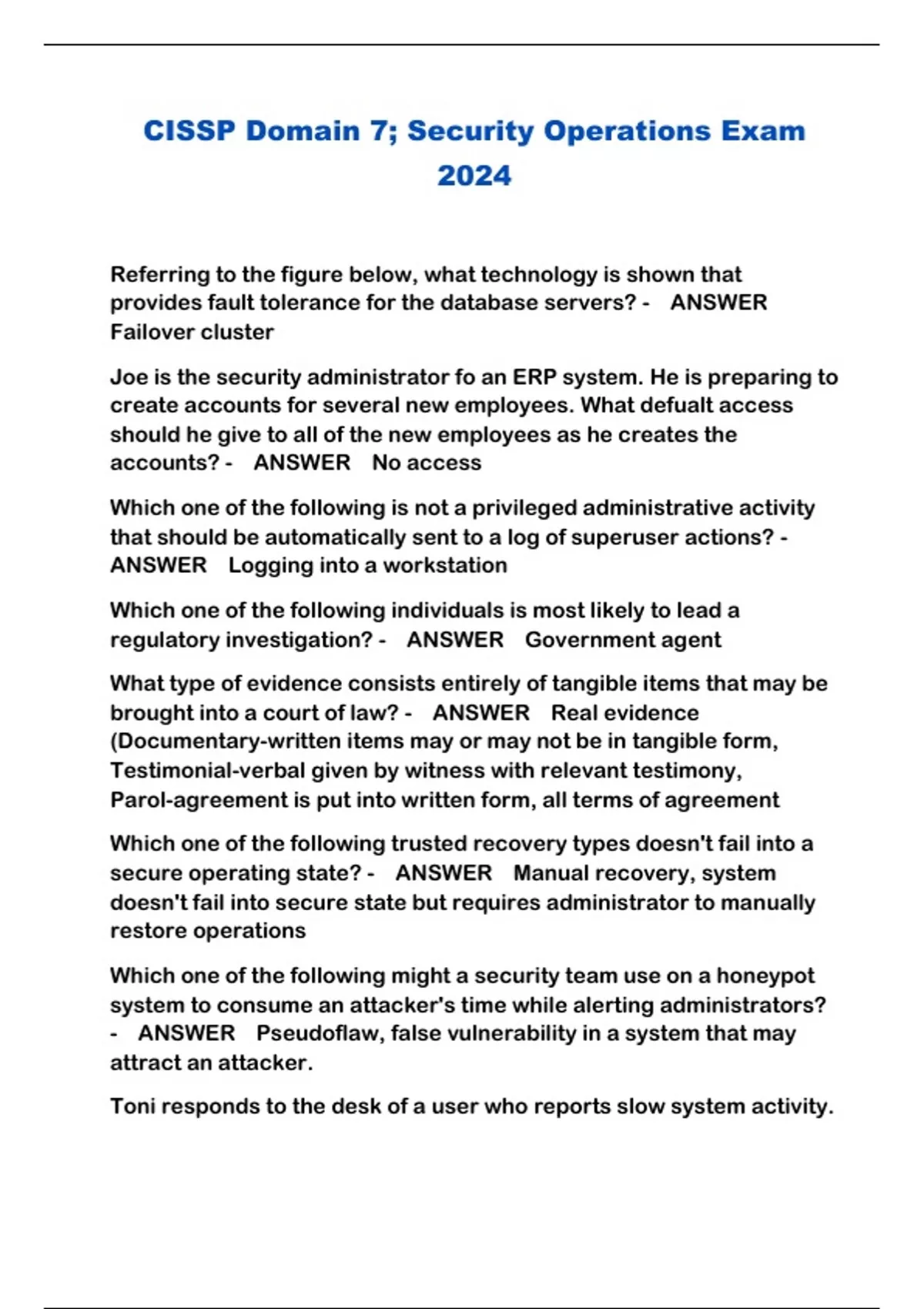 Cissp Domain 7 Security Operations Exam 2024 Cissp Domain 7 Security Operations Stuvia Us