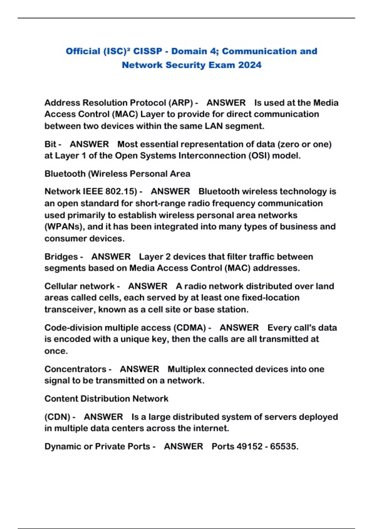 Official Isc ² Cissp Domain 4 Communication And Network Security Exam 2024 Official ²