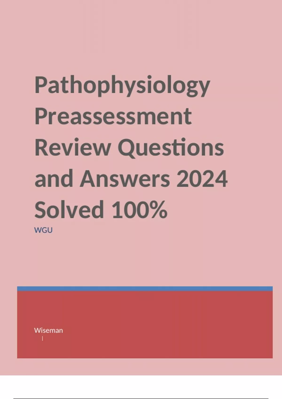 Pathophysiology Preassessment Review Questions and Answers 2024 Solved ...