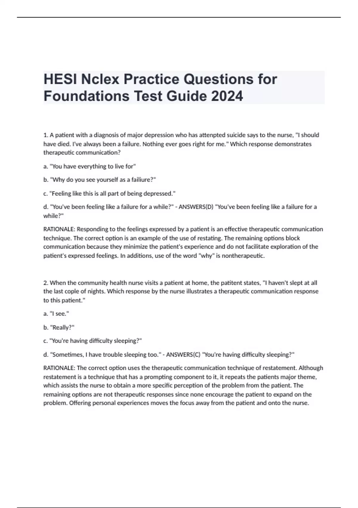 HESI Nclex Practice Questions for Foundations Test Guide 2024 - Hesi ...